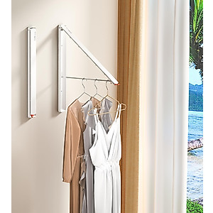 Dr.DJ Clothes Drying Rack Wall Mounted, Retractable & Foldable Clothes Hanger for Laundry Room Organization and Storage, Clothes Hanger Rack for Dorm, Closet, Balcony, Laundry Room(1P, Metal, White)