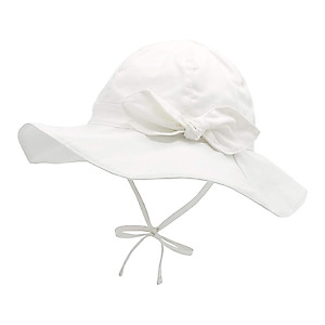 Infant Sun Hat Baby Girl Hats with Bows UPF 50+ Baby Hat Bucket Hat Summer Baby Beach Hat with Wide Brim White 3-6 Months
