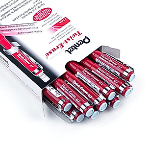 Pentel Twist-Erase III Mechanical Pencil, 0.7mm, Red Barrel, 12 Count(QE517B)