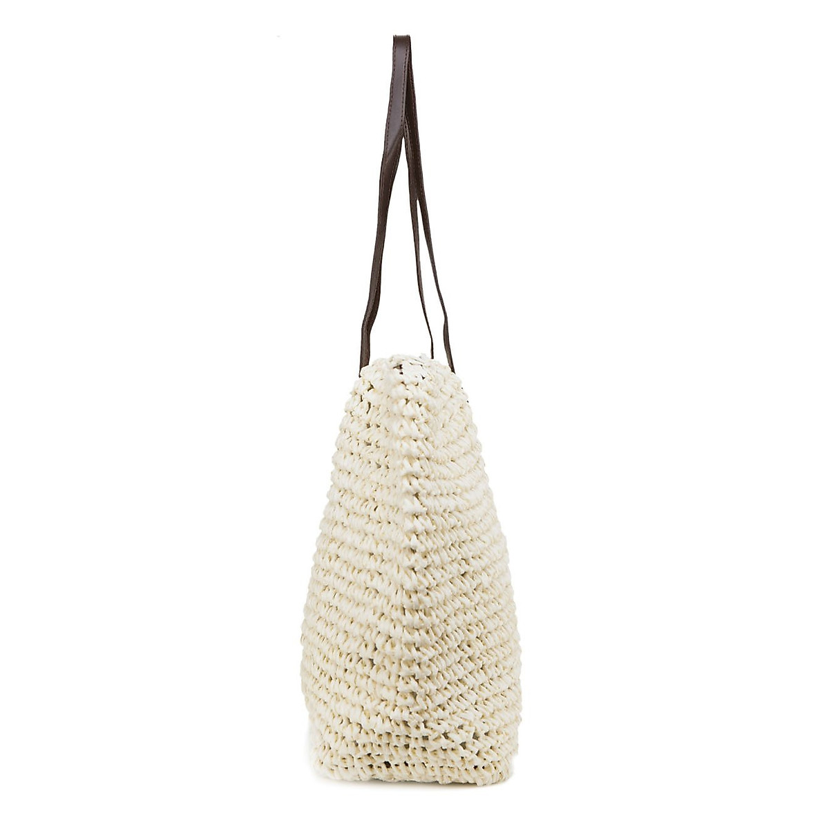 ilishop Women's Classic Woven Straw Tote Summer Beach Weaving Handbag Shoulder Bag (White)
