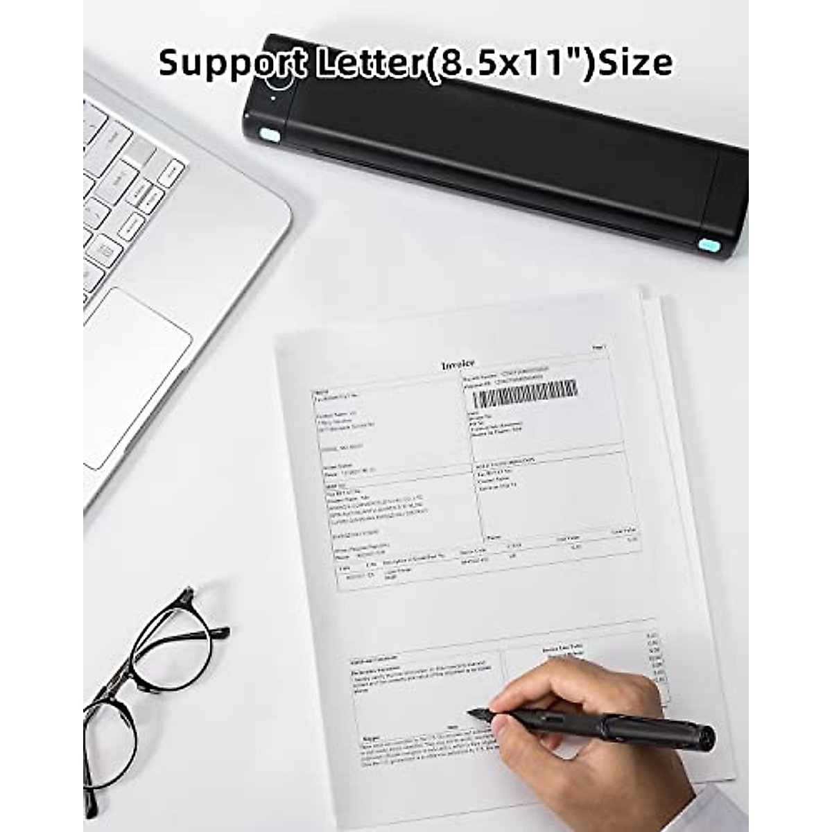 Phomemo Portable Printer Wireless for Travel, [New] M08F-Letter Bluetooth Mobile Printer Support 8.5" X 11" US Letter, No-Ink Thermal Compact Printer, Compatible with Android and iOS Phone & Laptop