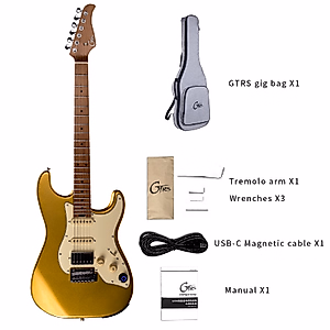 GTRS S801 Electric Guitar Maple Fretboard Intelligent Processor System Looper Classic Simulations 126 Guitar Effects 40 Drum Grooves Metronome Support APP Super Knob Wireless Footswitch Control
