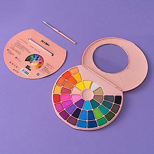 HIMI Solid Watercolor Paint,Durable and will not Easy Crack (38 Vivid Colors) with 1 Paint Brush, Water Colors Paint Easy to Blend Colors for Adult Beginners and Girls (Pink)