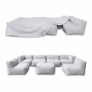 Patio Furniture Covers Waterproof Outdoor Furniture Covers for Winter Outdoor Rectangle Table and Chair Set Covers, Dust Proof Furniture Protective Cover (light gray, sofa set cover)