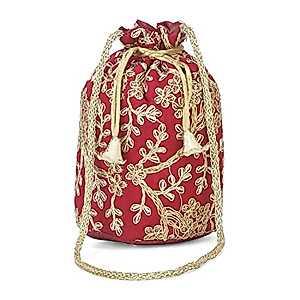 Suman Enterprises Indian Velvet Potli (Pack of 6 Potli Bag in assorted color), Jwelery Pouch, Coins Pouch