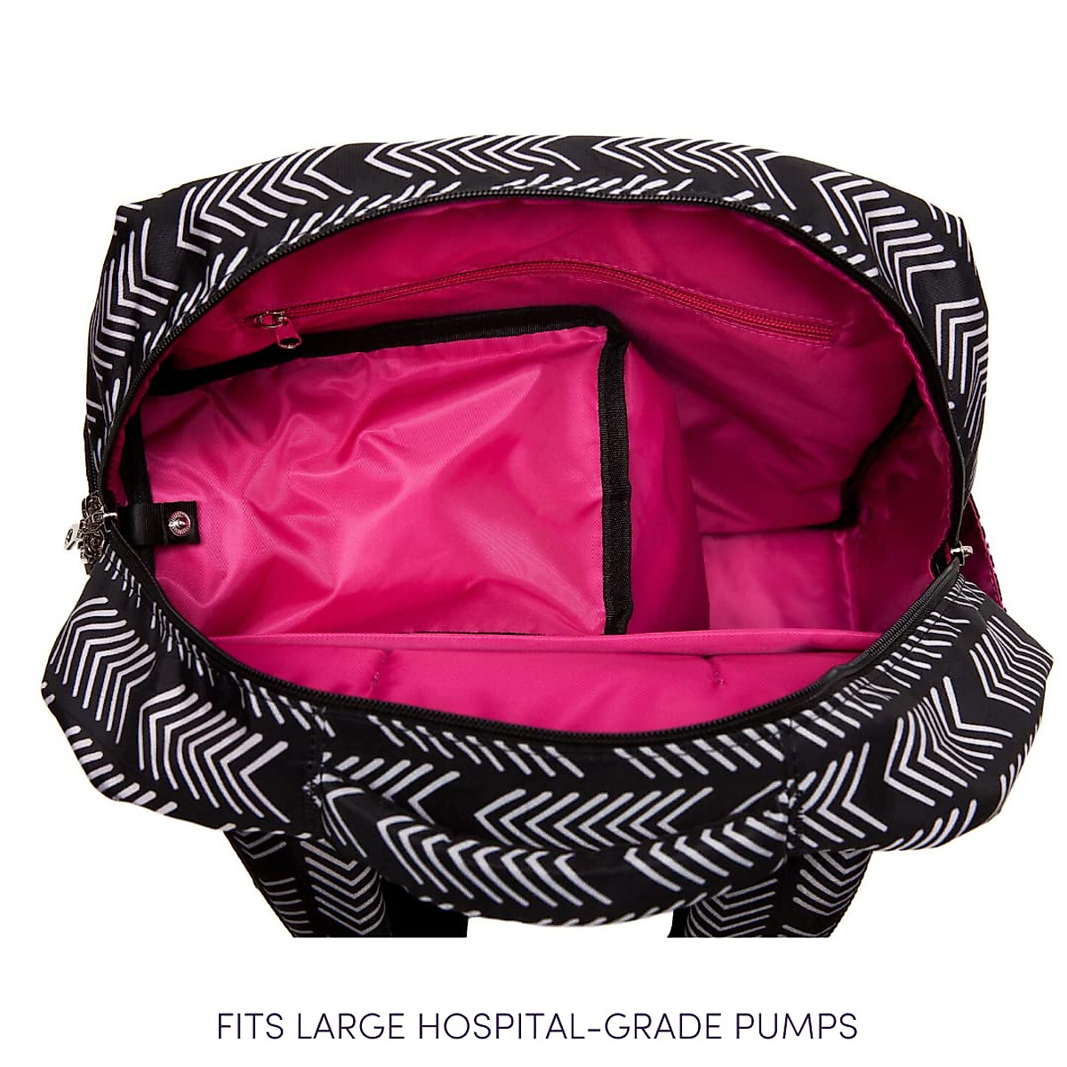 Sarah Wells Kelly Convertible Breast Pump Bag and Backpack with Carrying Handles - 1 Count (Pack of 1) - Black and White