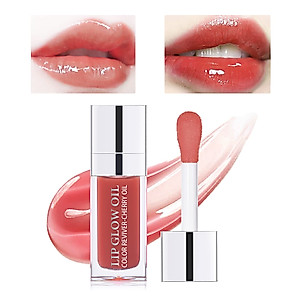 DAGEDA Tinted Lip Oil Plumping Lip Gloss, Hydrating Lip Glow Oil Lip Care Moisturizing Clear Toot Lip Oil for Dry Lips, Nourishing Lip Oil Gloss Non-Sticky Shine Lip Tint (012 Rosewood)