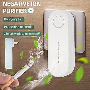 Mini Portable Negative Ion Generator, Plug-in fresheners, for Use in Rooms Odors, Smoke and Pet Room, Bedroom, Living Room, Hotel, Toilets (White)