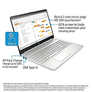 HP 15-inch Touchscreen Laptop, AMD Ryzen 3 3250U, 8 GB RAM, 256 GB SSD, Windows 11 Home in S Mode (15-ef1020nr, Natural Silver)