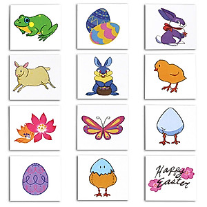 JOYIN Easter Crafts Assortment Kit with 500 Easter Stickers, 144 Easter Shapes Adhesive, 60 Easter Theme Temporary Tattoos and 6 Easter Stampers (over 700 Pcs) for Easter Egg Basket Stuffers Fillers