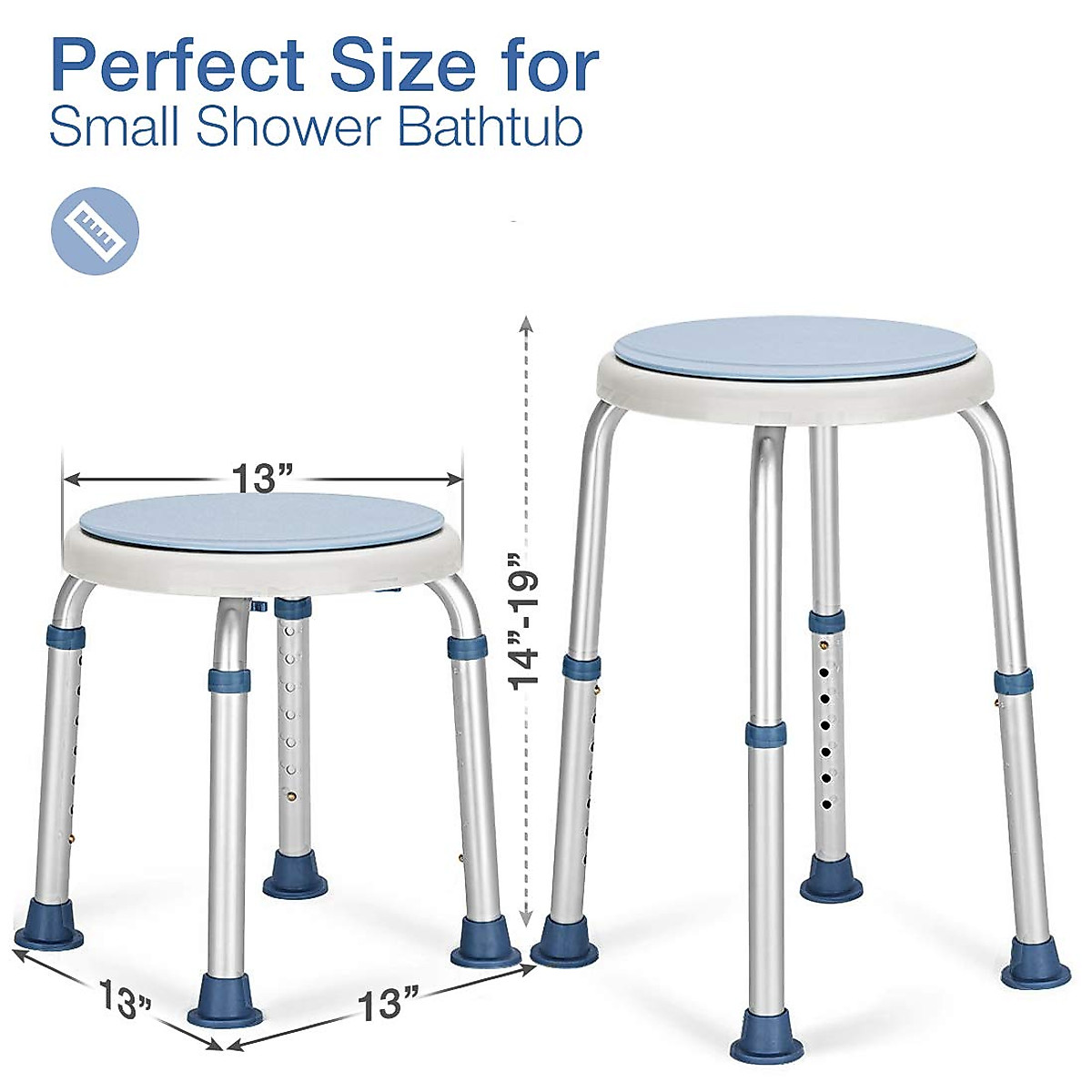 GreenChief Shower Stool 300lb, Rotating Bath Seat, Adjustable Shower Chairs & GreenChief Cushion for Shower Waterproof, Seat Foam Cushion with Hook, Bath Seat Cushion Mat