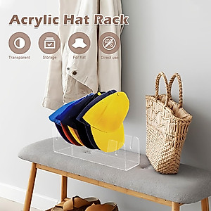 LOQJSS Hat Stand For Baseball Caps 2 Pack,No Install Acrylic Hat Holder,Acrylic Hat Organizer For Baseball Caps,Hat Storage For For 14 Baseball Caps For Bedroom,Closet,Dresser,Entrance