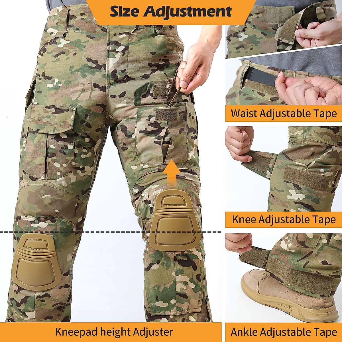 Aineeba Men's G3 Combat Pants with Knee Pads Tactical Outdoor Military Multi Camouflage Paintball Airsoft Hunting MC 32W/31L