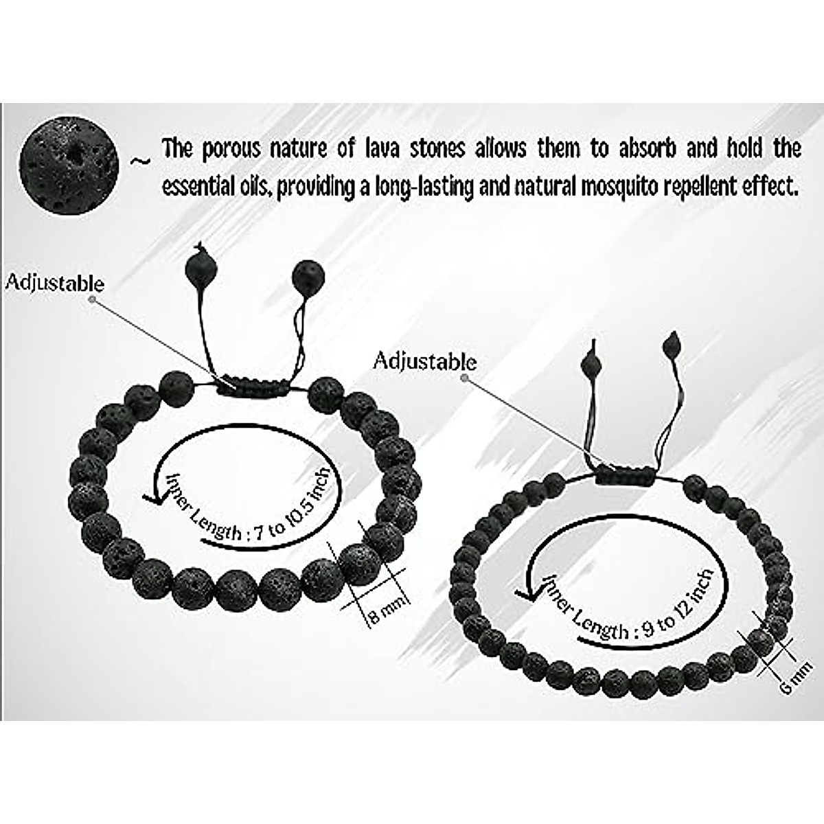 Mosquito Repellent Bracelets and Anklet Repeller with Essential Oil Refill Container - Lava Stone Camping Essentials Mosquito Bracelets for Adults Bug Repellent Bracelets - Pack of 2 Bug Bands