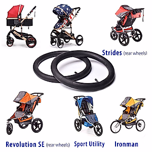 LAXEEM 2Pcs 16'' x 1.75/1.95/2.125 Back Stroller Replacement Inner Tire and 1Pc 12 '' x 1.75/1.95 Front Wheel Replacement Inner Tube with 2 Crowbars Fit Most of Strollers