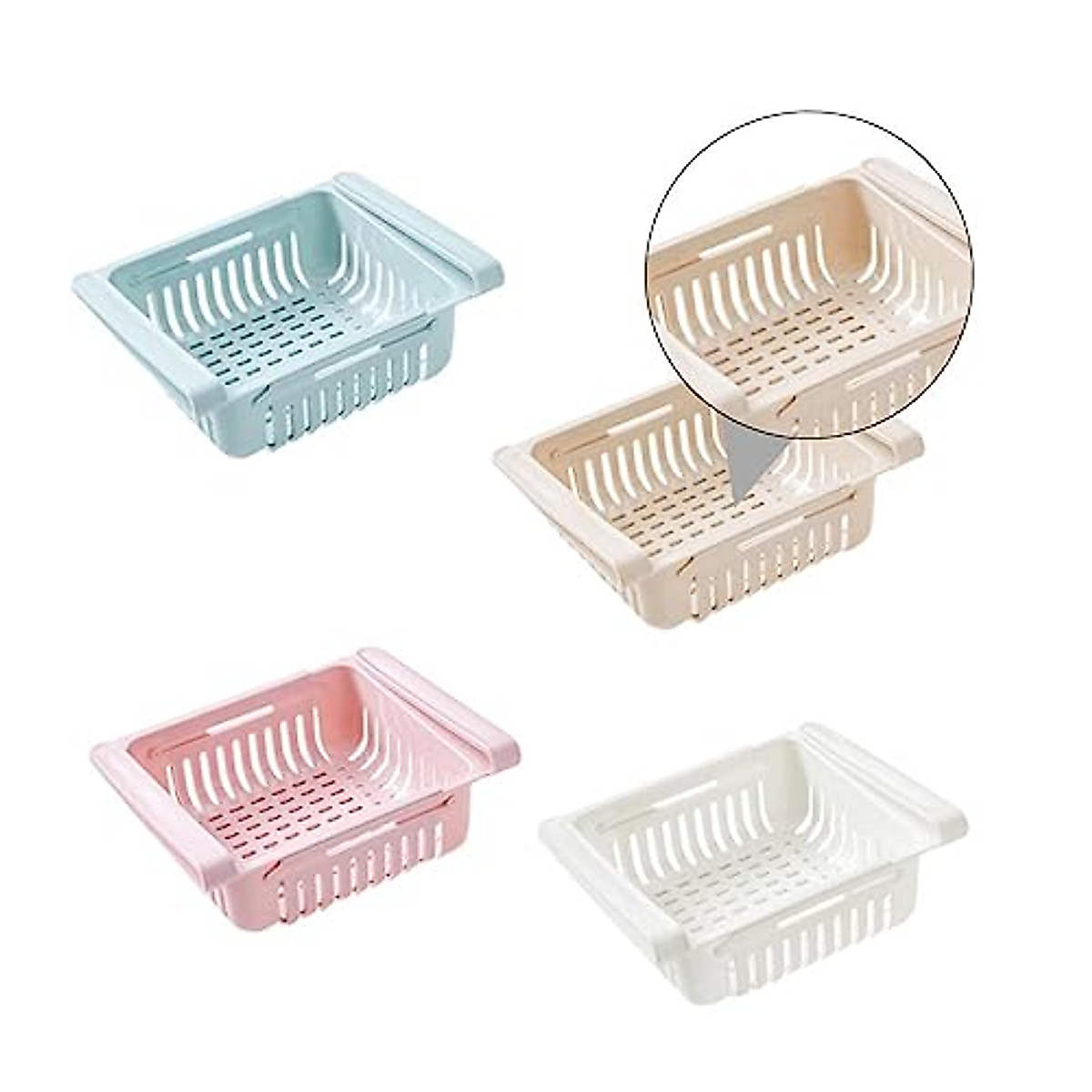 Amosfun 4pcs Storage Rack Fridge Space Saver Drawers Pallet Racking Refrigerator Out Bin Sliding Refrigerator Drawers Refrigerator Containers Pull Out Fridge Drawer Vegetable Pp Fruit Box