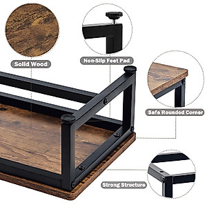 LONGYONG Wooden Step Stool for Adults 2 Step Bedside Step Stool Non-Slip Kids Step Stools Heavy Duty Stepping Stools with 500 lbs Capacity for High Bed Kitchen Bathroom Easy to Assemble, Rustic Brown