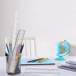 6 Inch 8 Inch 12 Inch Plastic School Rulers, 3 Pack Clear Ruler with Inches and Centimeters Drafting Office Tools for Student School Office