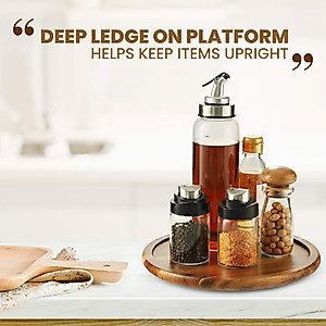 RABAHA 2 Pack Acacia Lazy Susan Organizer for Cabinet (10 Inch) - Wooden Lazy Susan Turntable for Table - Wood Kitchen Turntable Storage Food Bin Container for Pantry, Fridge, Countertop (Pack 2)