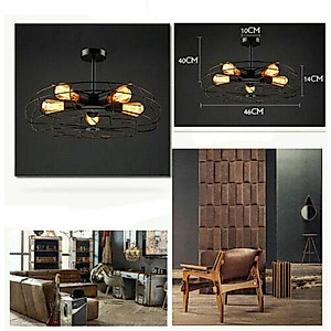 Gdrasuya10 5 Lights Metal Cage Chandelier, Semi Flush Mount Ceiling Lights Vintage Farmhouse Pendant Hanging Lighting Industrial Laundry Room Light Fixtures