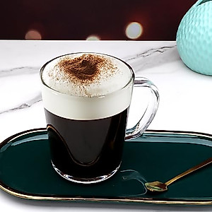 Cadamada Glass Coffee Mugs, 12oz Glass Coffee Cups with Handle for Coffee,Latte, Cappuccino, Tea, Fruit Juice, Water, Office, Set of 12