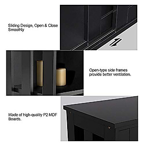 Yaheetech 2pcs Storage Cabinet Kitchen Buffet Cabinet with Sliding Doors and Adjustable Shelf, Stackable Cupboard for Kitchen Living Room Dining Room Hallway