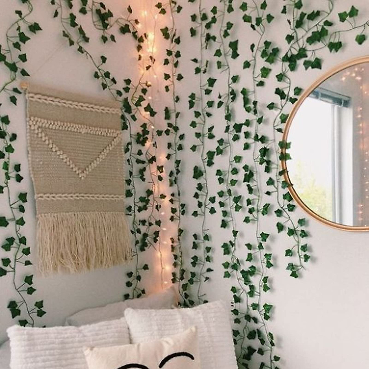 SHINILY 84Ft 12 Strands Artificial Ivy Fake Vines, Greenery Leaves Ivy Garland Artificial Hanging Plants for Home Kitchen Garden Wedding Party Wall Room Decor