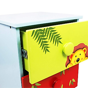 Fantasy Fields Sunny Safari Wooden Kids Toy Storage Organizer, 2-Drawer Toy Cabinet for Children Playroom, Living Room, Nursery, School, Multicolor