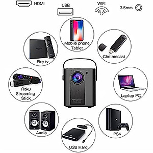 CXDTBH P500 Mini Projector for Smartphone Portable Home Theater Full Supported 1080P Movie Beamer for Home Entertainment ( Size : Basic Version )
