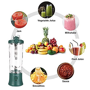 Portable Blender, Personal Blender for Shakes and Smoothies, USB Rechargeable 600Ml Juicer Cup, Mini Blender with Six Strong Stainless-Steel Blades for Kitchen, Camping, Travel (Green)