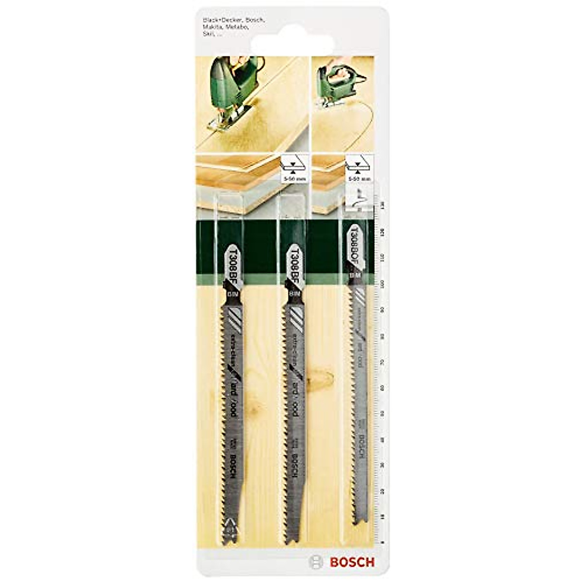 Bosch DIY 3tlg. Stichsägeblatt-Set Extra Clean for Hard Wood zum Sägen in Hartholz