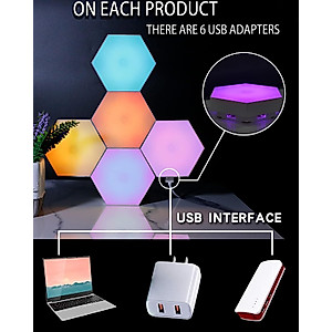 Hexagon Led Lights, Smart DIY Hexagon Wall Lights with Remote, Dual Control Hexagonal LED Light Wall Panels with USB-Power, Geometry Hex Lights Touch Used in Game Room Decor, Party