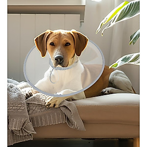 KUDES Cat Dogs Cone E Collar with Low Noise Fasteners Glow in The Dark, Transparent Cat Recovery Collar, Licking and Scratching Free Cone, Extra Soft Small Medium Dog Pet Surgery Collar