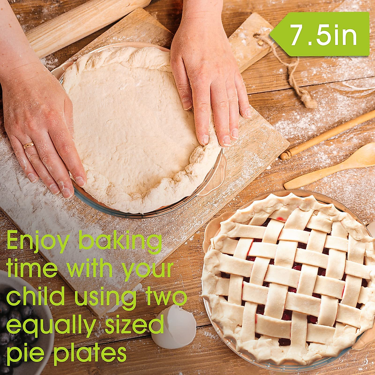 ZYER Glass Pie Plate 25oz Small Pie Dish Small Pie Pan for 1~2, Glass Pie Dish for Baking, 7.5 Inch 2pack