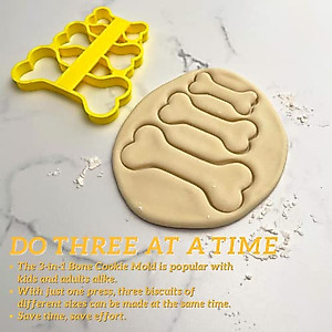 Crethinkaty 1 Pcs Bone Cookie Cutter, Plastic Cartoon Dog Bone, 3 Various Size for DIY Baking Fondant Biscuit Pastry Dog Treats