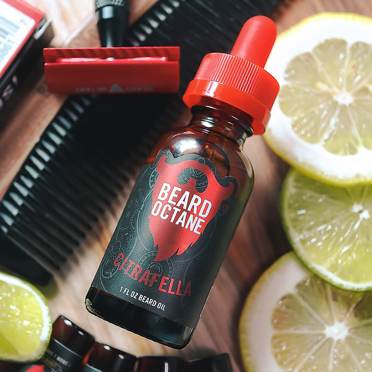 Beard Octane: Citrafella - Natural Beard Oil w/Argan Oil - 1 Oz - Promotes Softer Beards - Made in USA - Premium Beard Care