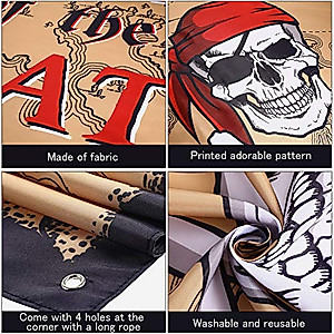 Beware of Pirates Door Banner Pirate Party Decoration Pirate Backdrop Halloween Birthday Party Photo Booth Props Pirate Theme Party Supplies
