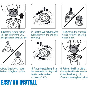 Sh90 Replacement Heads Compatible with Philips Norelco Series 9000 Replacement Blades for Philips Norelco 9000 Replacement Heads for Electric Shaver Series 9000(S9xxx) 8000(S8xxx),3Pcs & Brush