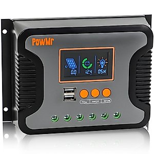 80A Solar Charge Controller 12V 24V 36V 48V Auto, Solar Regulator 80amp Paremeter Adjustable LCD Display with Dual USB fit for Sealed, LiFePO4, Gel, Flooded and Lithium Battery
