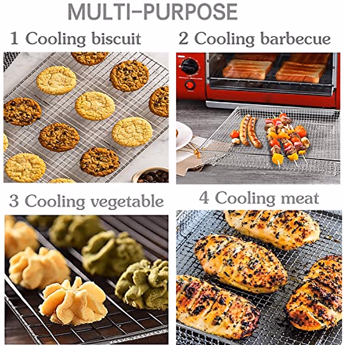 Air Fryer Basket, Compatible with Cuisinart TOA-60 Serie/TOA-65 Air Fryer, 304 Food-Grade Stainless Steel Wire Rack Cooling Racks For Cookies, Bread, Cakes, Oven Cooking