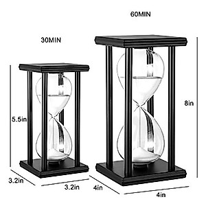 Hourglass Timer 30/60 Minutes Wood Sand Hourglass Clock for Creative Gifts Room Decor Office Kitchen Decor Birthday (30 min, White)