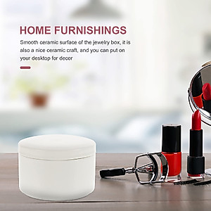 Zerodeko Ceramic Jewelry Box White Ceramic Jewelry Case Ring Holder Trinket Jewel Box for Wedding Anniversary Birthday Bridal Gift White