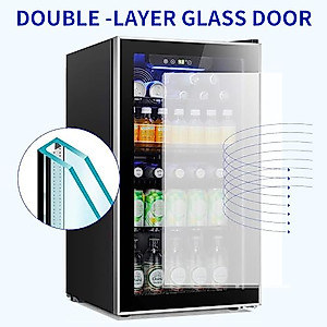 Antarctic Star Beverage Refrigerator Cooler - 120 Can Mini Fridge Glass Door for Soda Beer or Wine Small Drink Dispenser Clear Front for Home, Office or Bar,3.2 cu.ft.