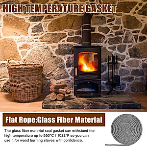 Wood Stove Gasket,1/4" Wood Stove Door Replacement Gasket,Gasket Rope Replacement for Stove or Woodburning Stoves Fireplace Doors,Fiberglass Gaskets(1/4" x 98" Rope)