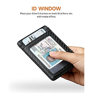 Buffway Mens Slim Wallet, Minimalist Thin Front Pocket Leather Credit Card Holder with RFID Blocking for Work Travel - Atlanta Black