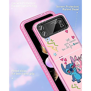 Jowhep for Z Flip 4 Case Girly Cute Cartoon Character Pattern Design for Girls Kids Boys Teens Women Cover Fun Kawaii Cool Clear Soft TPU Cases for Samsung Galaxy Z Flip 4 6.7", Stit CP