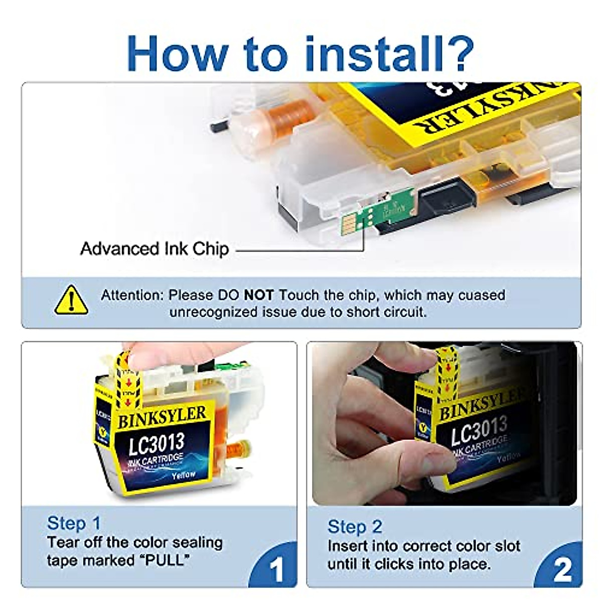 Compatible LC3013 Ink Cartridges Replacement for Brother LC3013 LC3011 High Yield Work for Brother MFC-J491DW MFC-J497DW MFC-J690DW MFC-J895DW Printer(3 Black,1 Cyan,1 Magenta,1 Yellow) 6-Pack