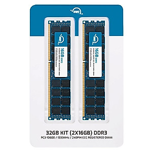 OWC 32.0GB (2X 16GB) PC10600 DDR3 ECC-R 1333MHz 240 Pin Memory Upgrade Compatible with Select 2009-2012 Mac Pro Models (OWC1333D3X9M032)
