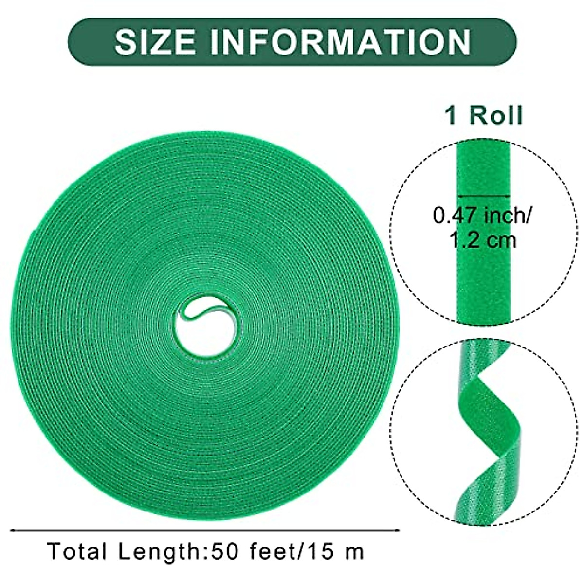 Hahood Plant Ties Reusable Garden Tape Adjustable Plant Support for Effective Growing Nylon Plant Tie Strap for Flowers, Tomato, Vines, Tree (50 Feet x 0.47 Inches, Green)