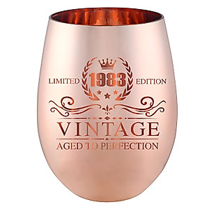 41ST Birthday gifts for women - Vintage 1983 Wine Glass - happy 41 year old birthday decorations for her women